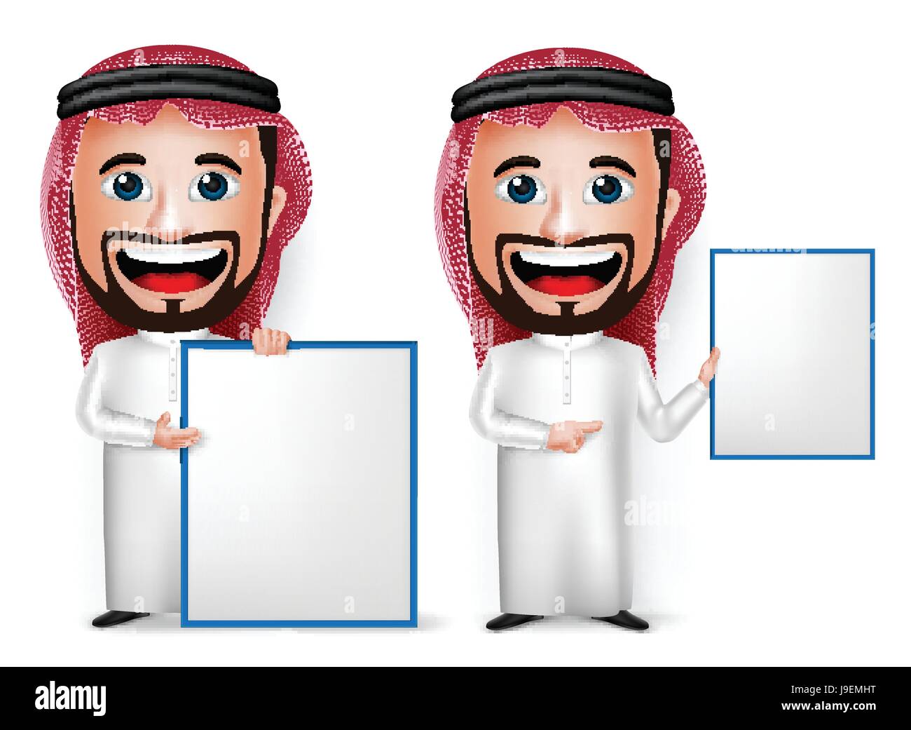 Vector Saudi Arab Man Cartoon Character Showing Blank White Board ...