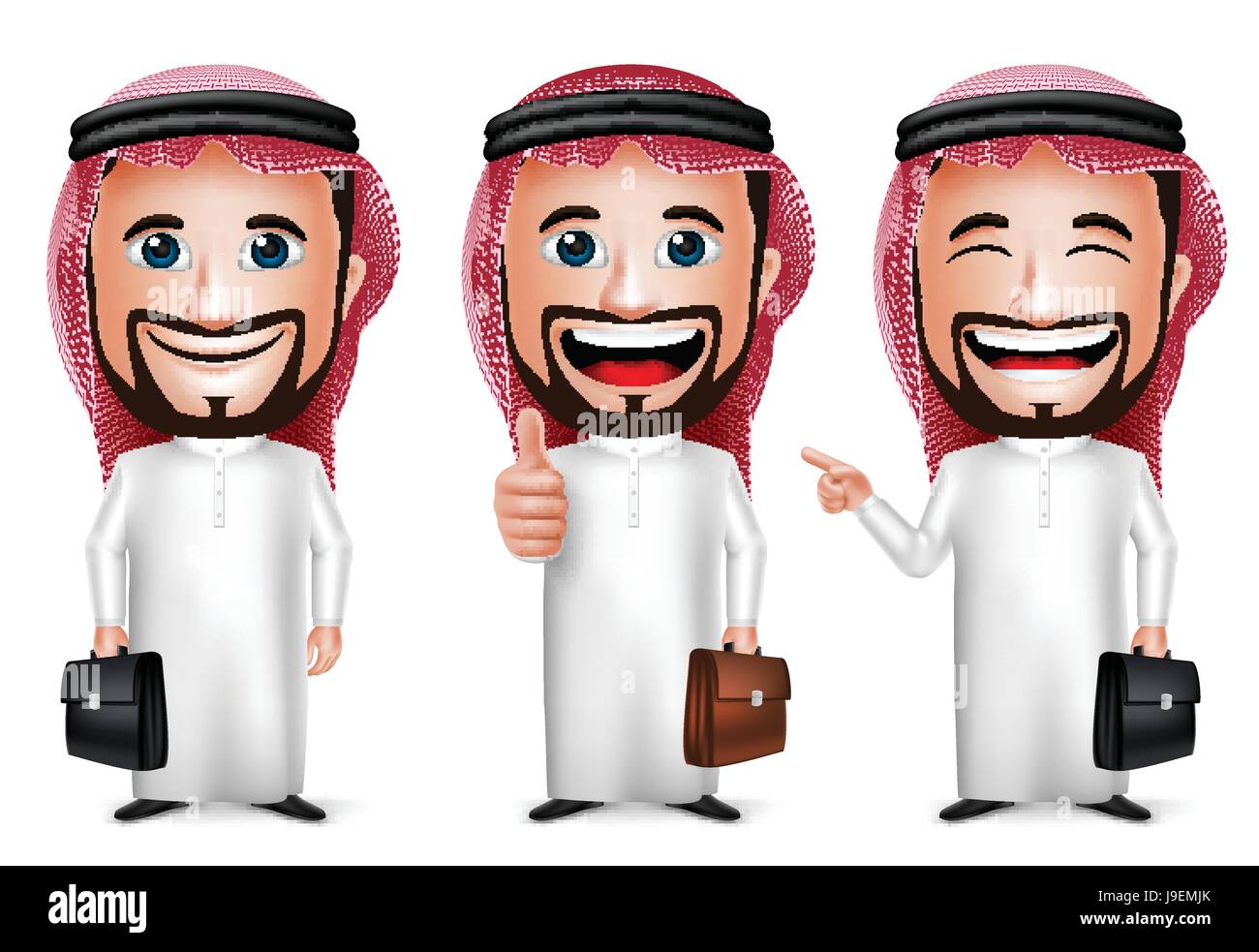 Vector Saudi Arab Man Cartoon Character with Different Pose Holding ...