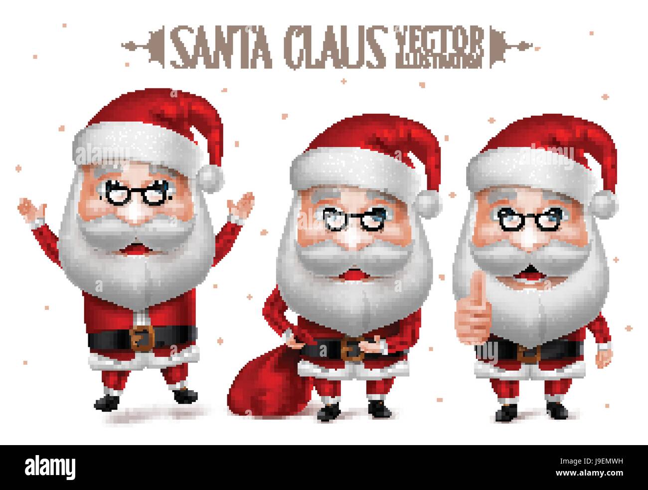 Vector Set of Santa Claus Cartoon Character for Christmas Designs ...