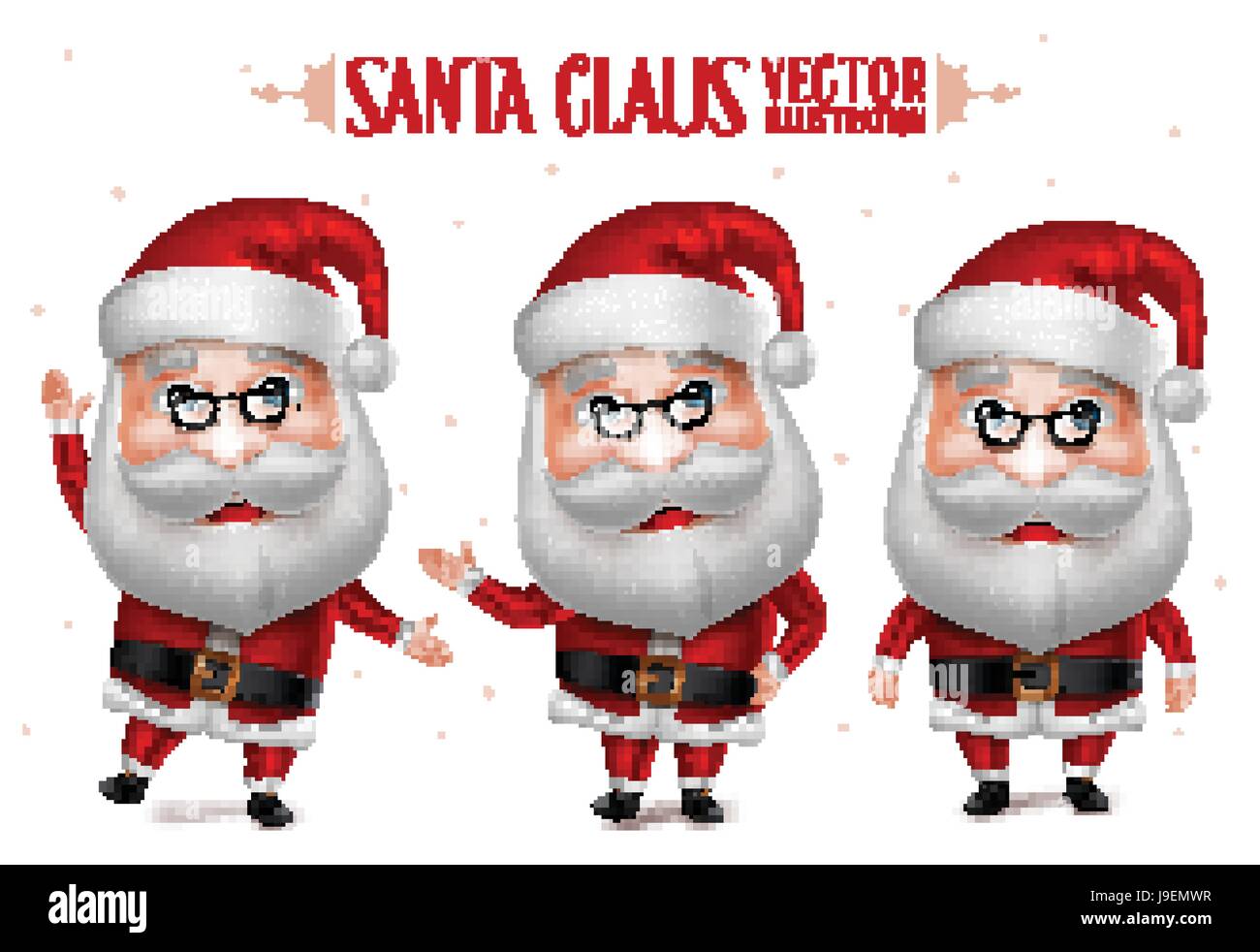 Santa Claus Cartoon Character Vector Set for Christmas Designs Isolated ...