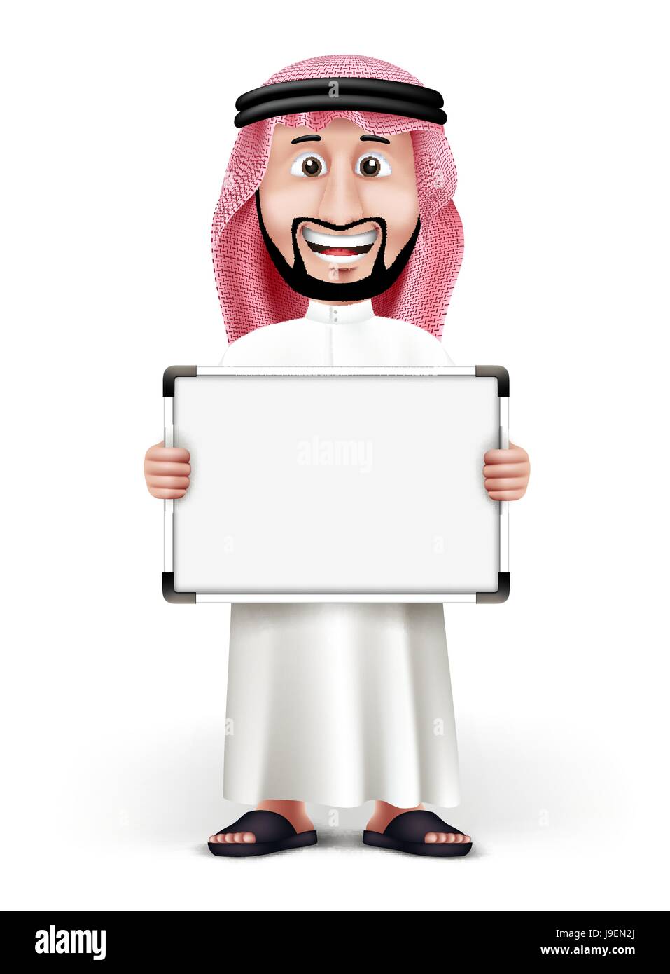 Vector Handsome Saudi Arab Man in Traditional Dress Stand with Blank ...