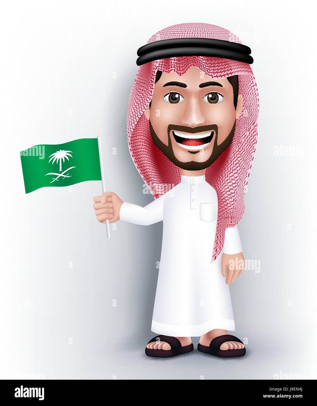 Smiling Handsome Saudi Arab Man Character in Vector Posing Gesture with ...