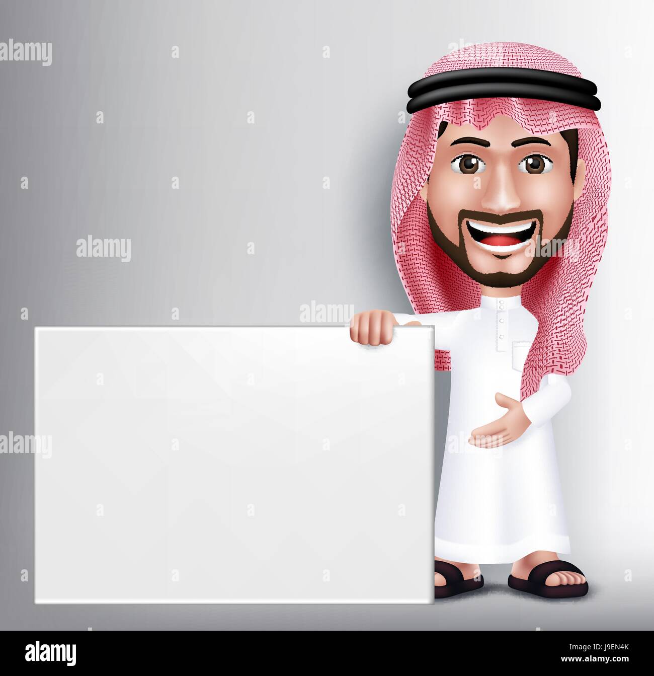 Smiling Handsome Saudi Arab Man Character in Vector Posing Gesture with ...