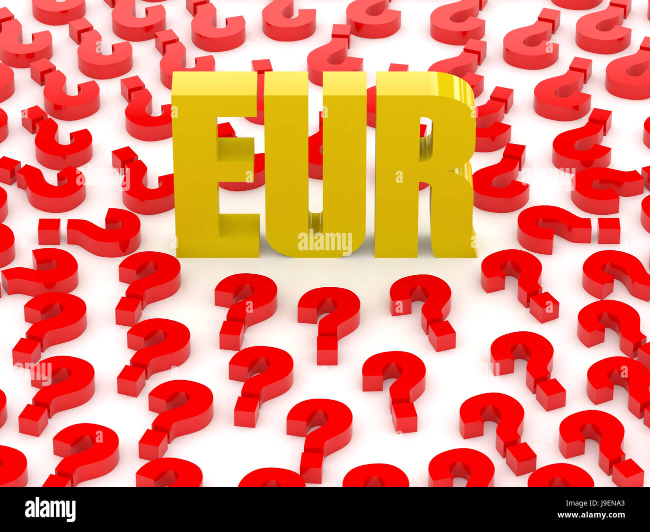 EUR sign surrounded by question marks. Concept 3D illustration Stock ...