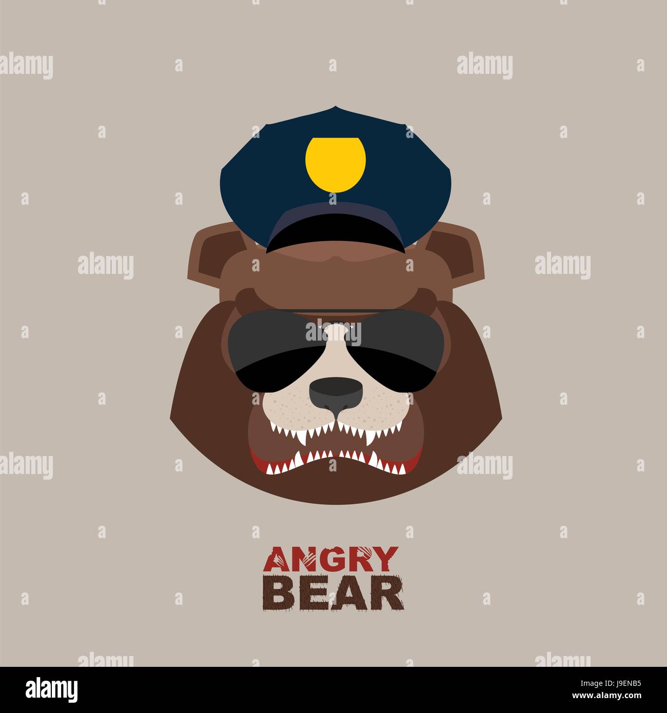 Angry bear. Bear police officer. Police Cap. Vector illustration Stock ...