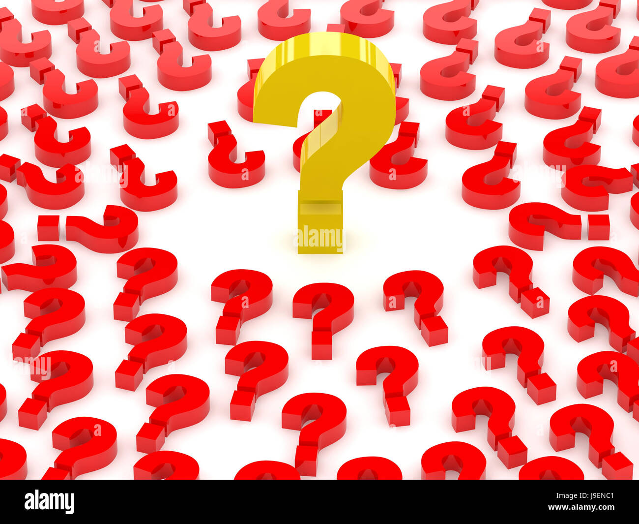 Question sign surrounded by question marks. Concept 3D illustration ...