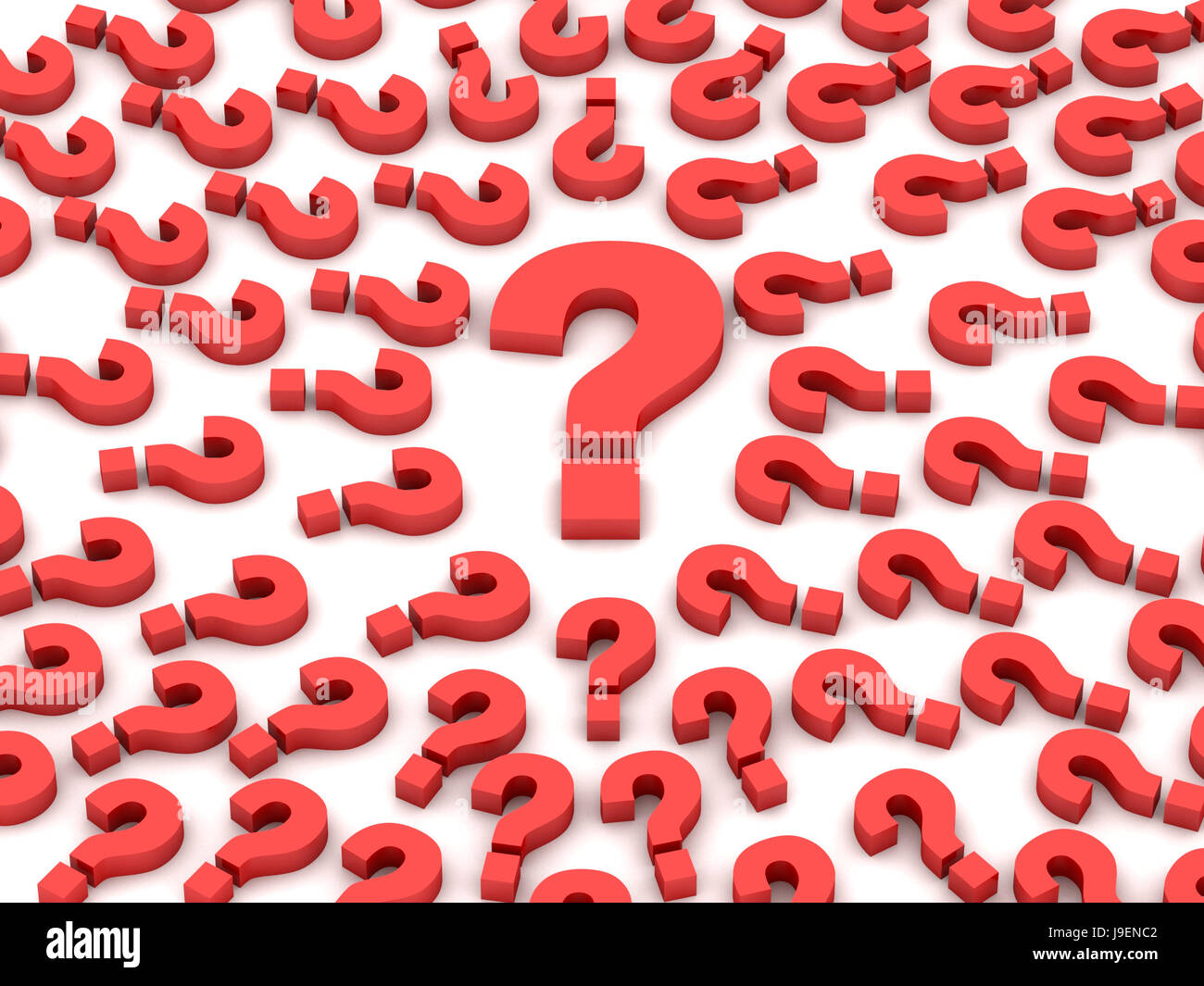 Question sign surrounded by question marks. Concept 3D illustration ...
