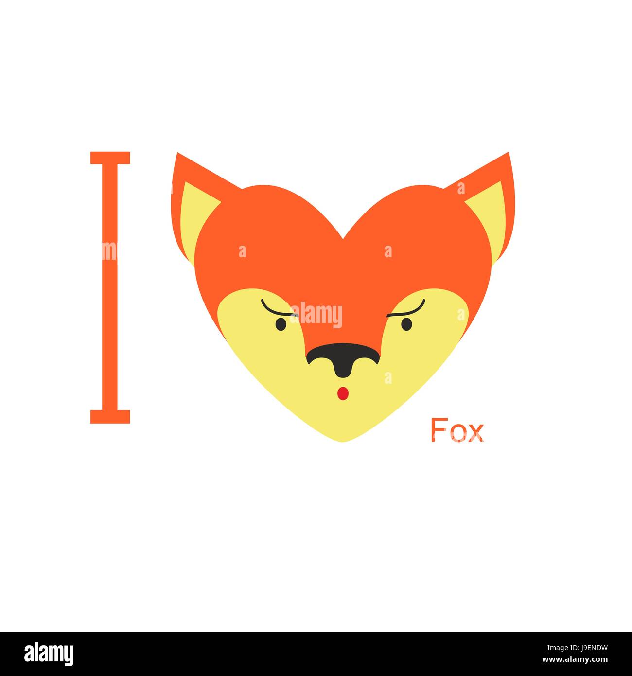I love Fox. Cute head foxes in shape of a heart. Animal vector ...