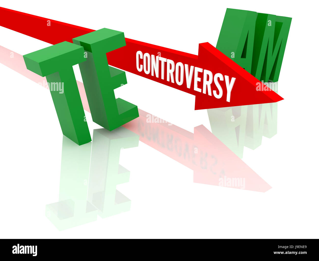 Arrow with word Controversy breaks word Team. Concept 3D illustration ...