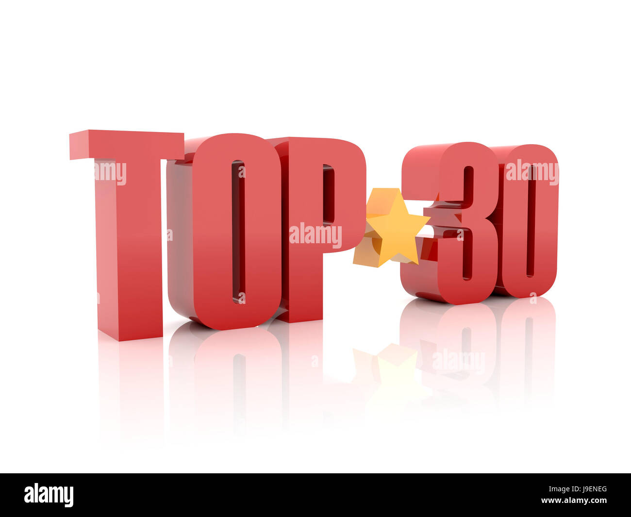 Top thirty red word isolated on white background. 3D illustration Stock ...