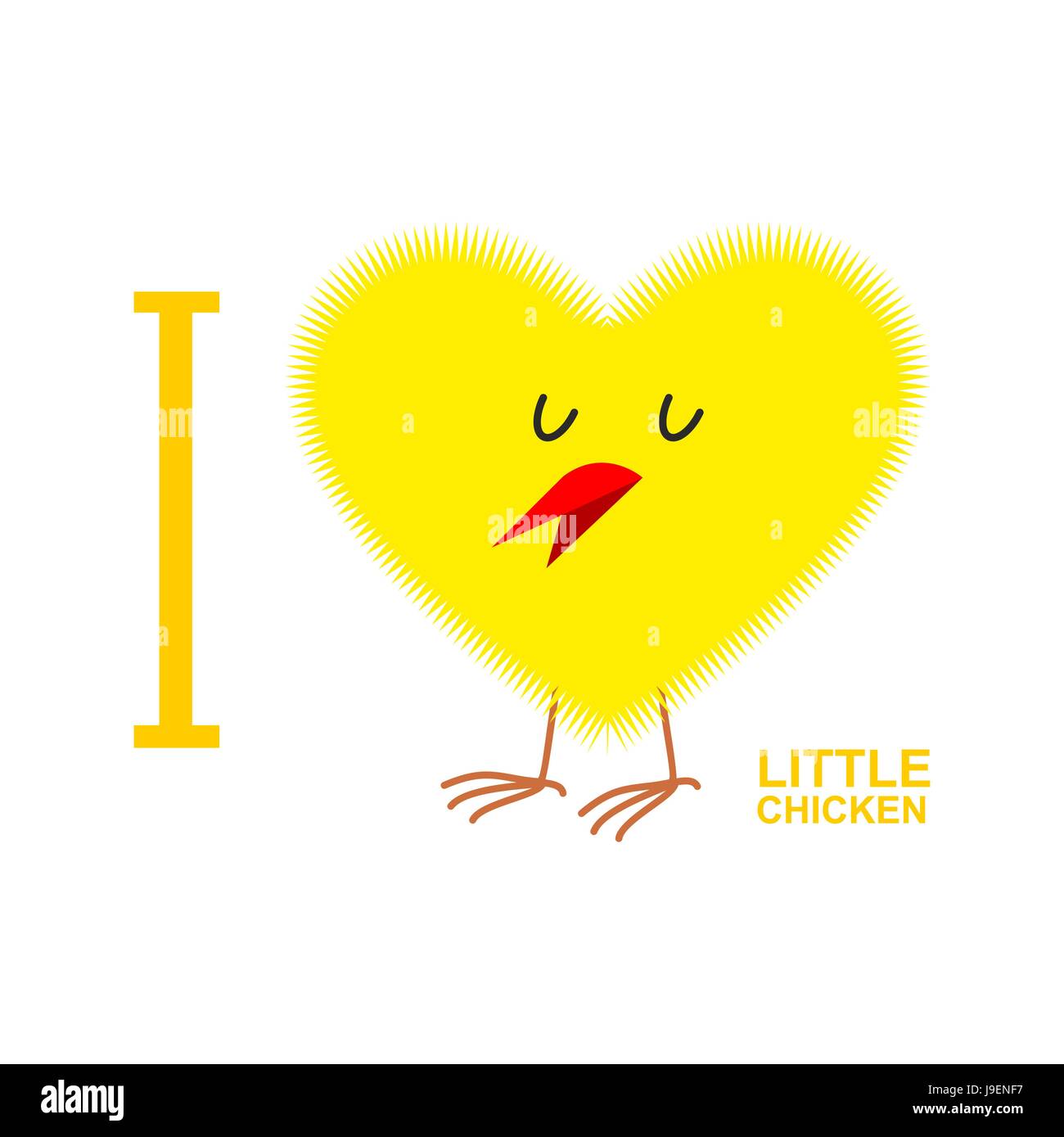 I love chicks. Yellow Symbol of heart from a small chicken. Vector ...