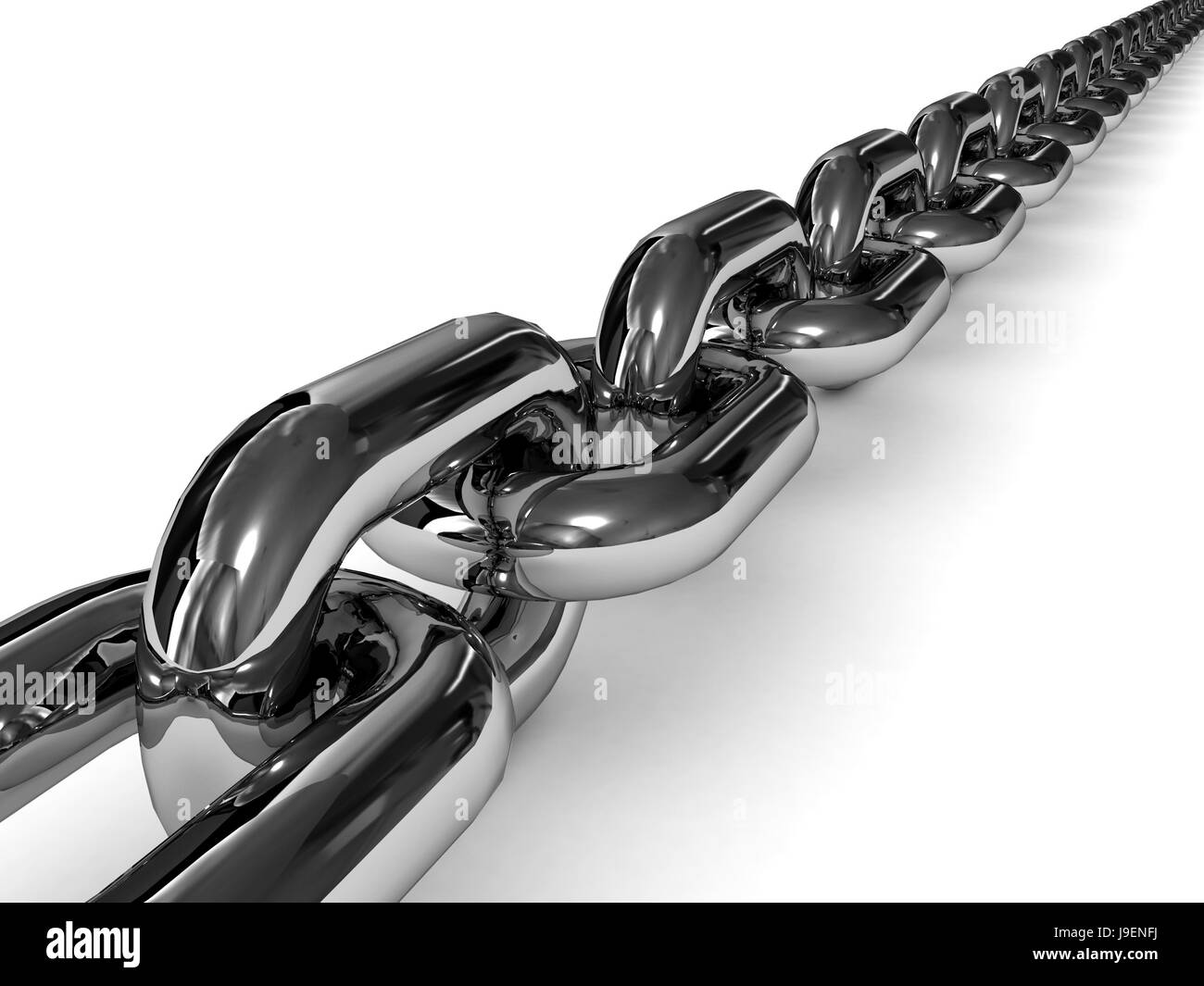 Chromed chain over white background. 3D Concept illustration Stock ...
