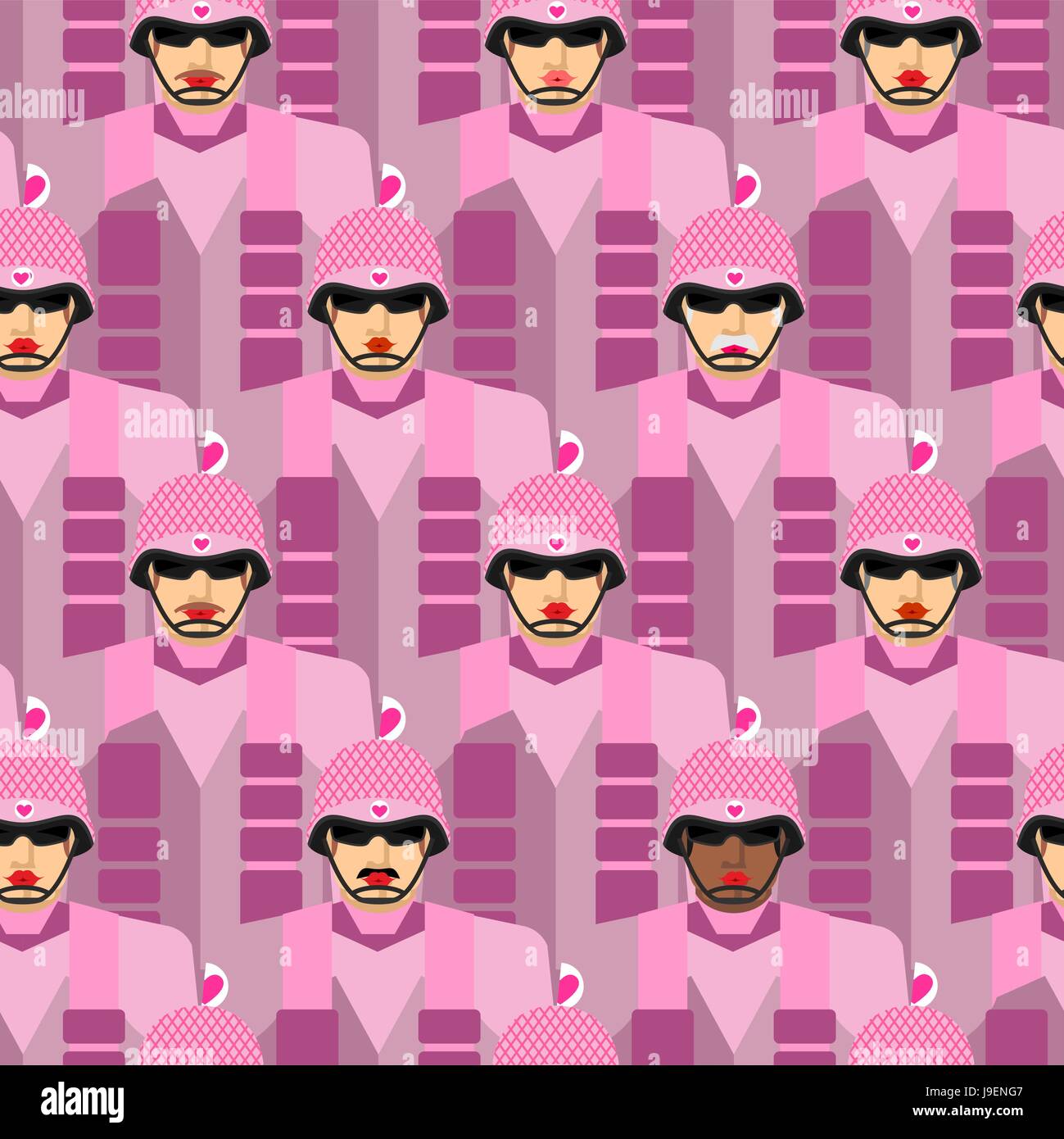 Pink Army seamless pattern. Vector Background of pink military soldiers ...