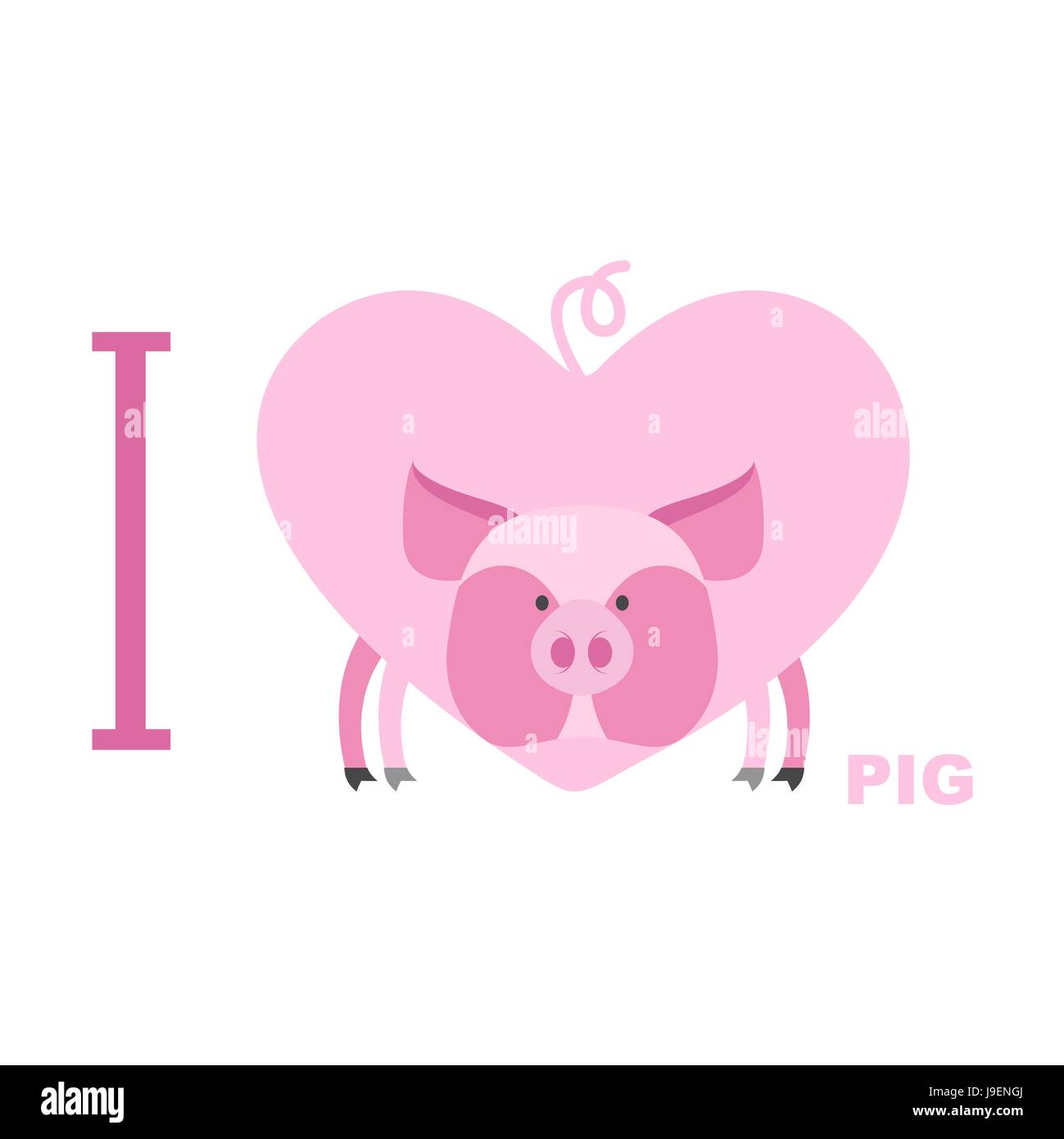 I love pig. Symbol of heart of a pig. Vector illustration for lovers of ...