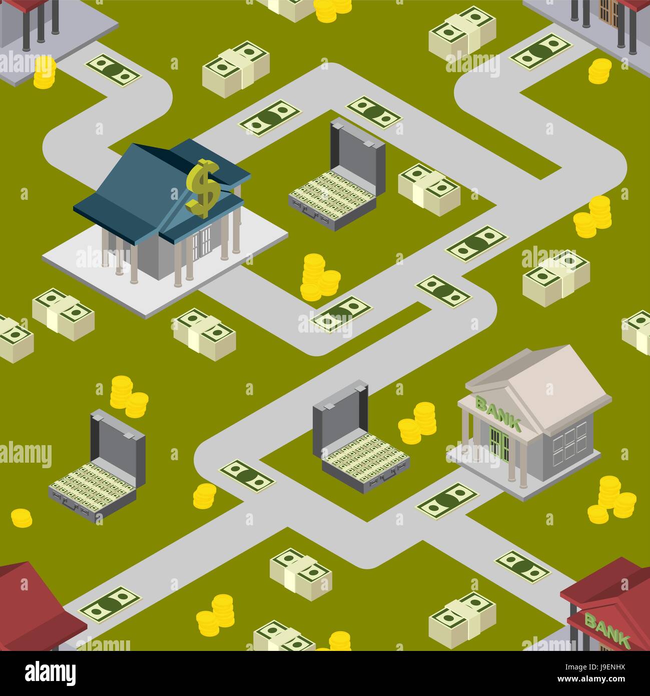 bank pattern maps isometric background vector Stock Vector Image & Art ...