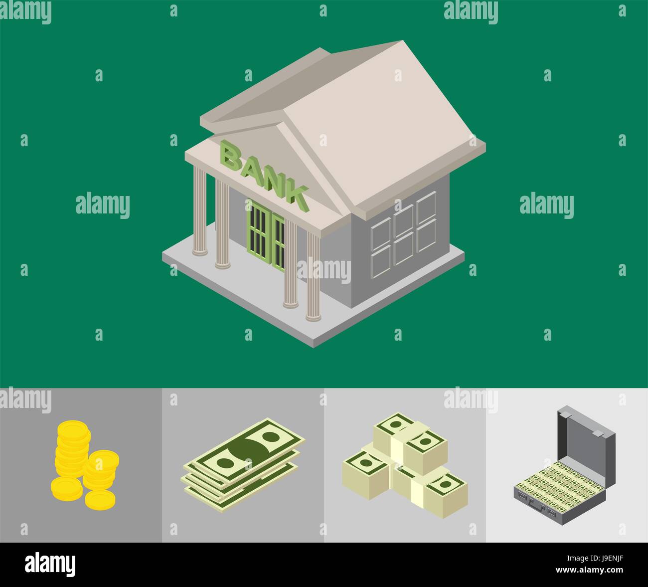 bank building isometric icons for web Stock Vector Image & Art - Alamy