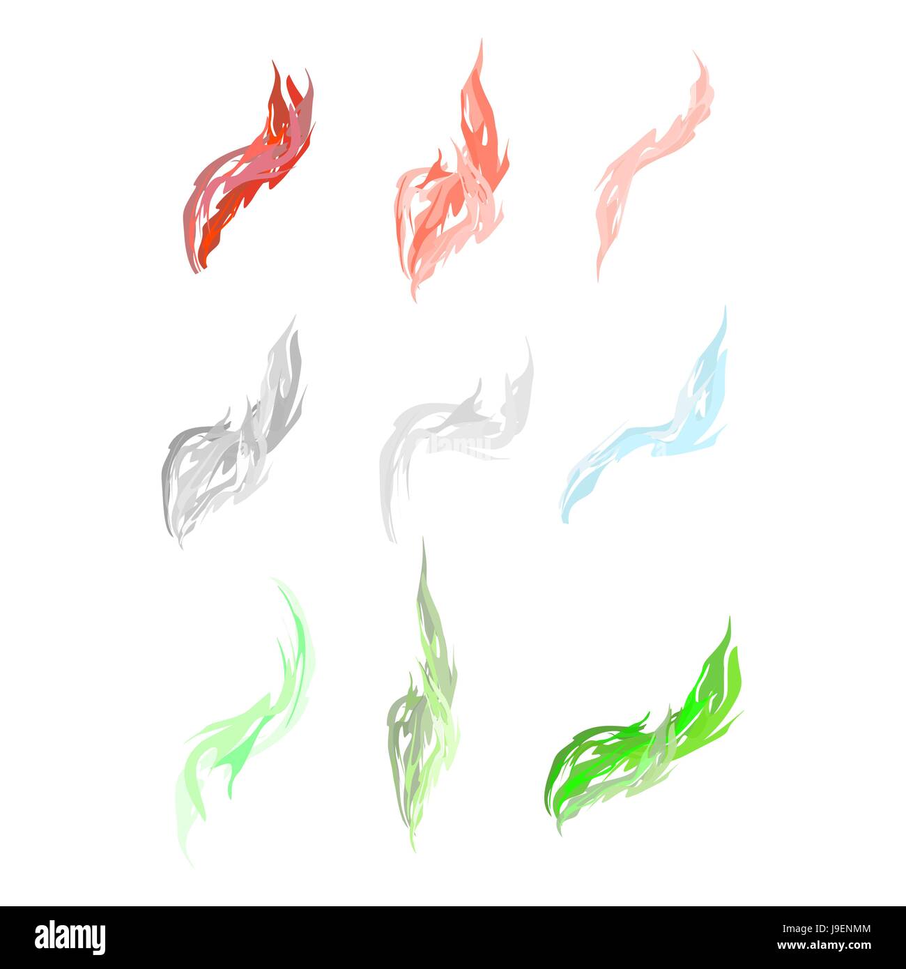 Set of acid fumes and smoke. Pink and green smoke. Vector illustration ...