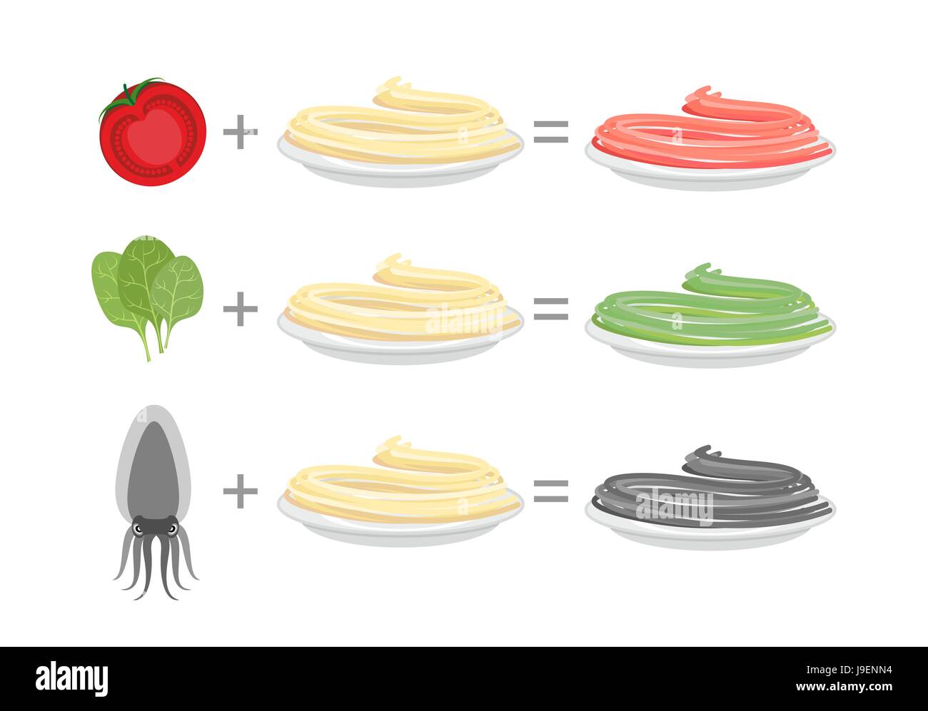 Assorted color pasta. Spaghetti and spinach-green paste. Spaghetti and ...
