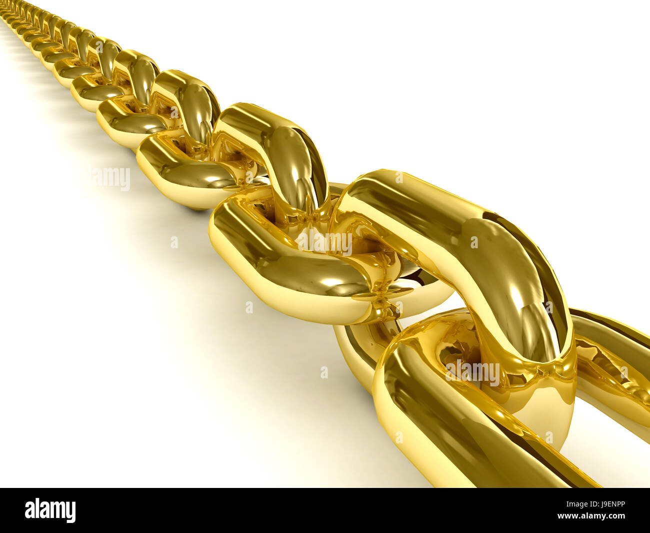 Golden chain over white background. 3D Concept illustration Stock Photo ...