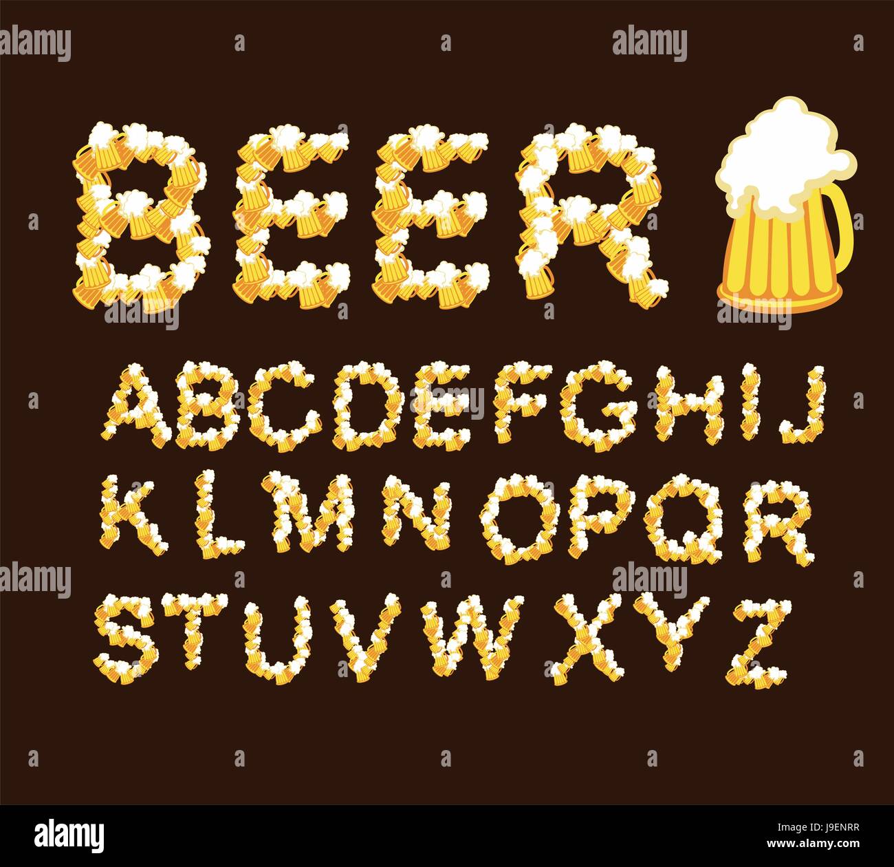Font beer. Draught beer. Letters from beer mugs Stock Vector Image ...