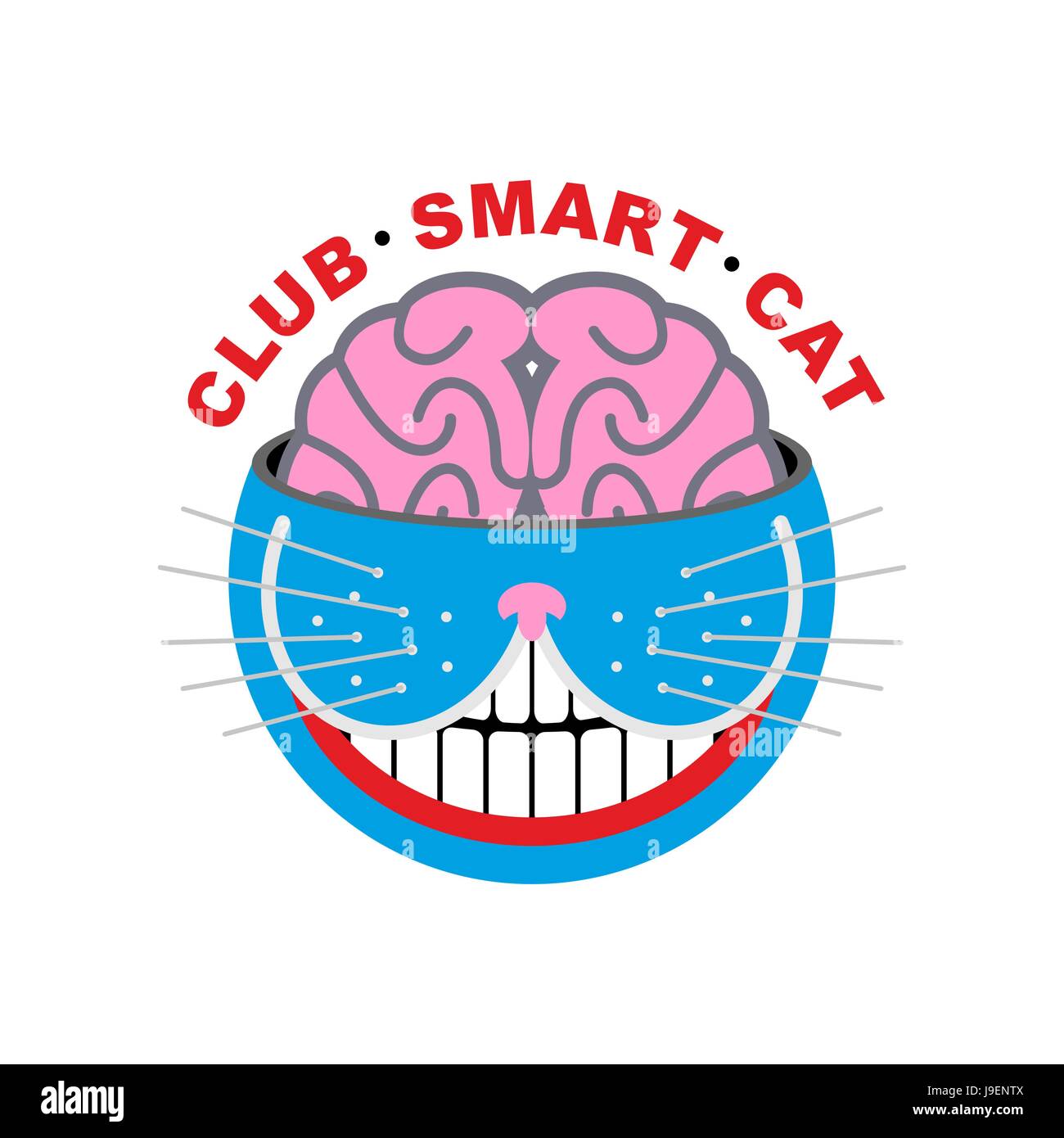Logo cat. Club smart Cat. Animal and brain. Emlema for pet lovers ...