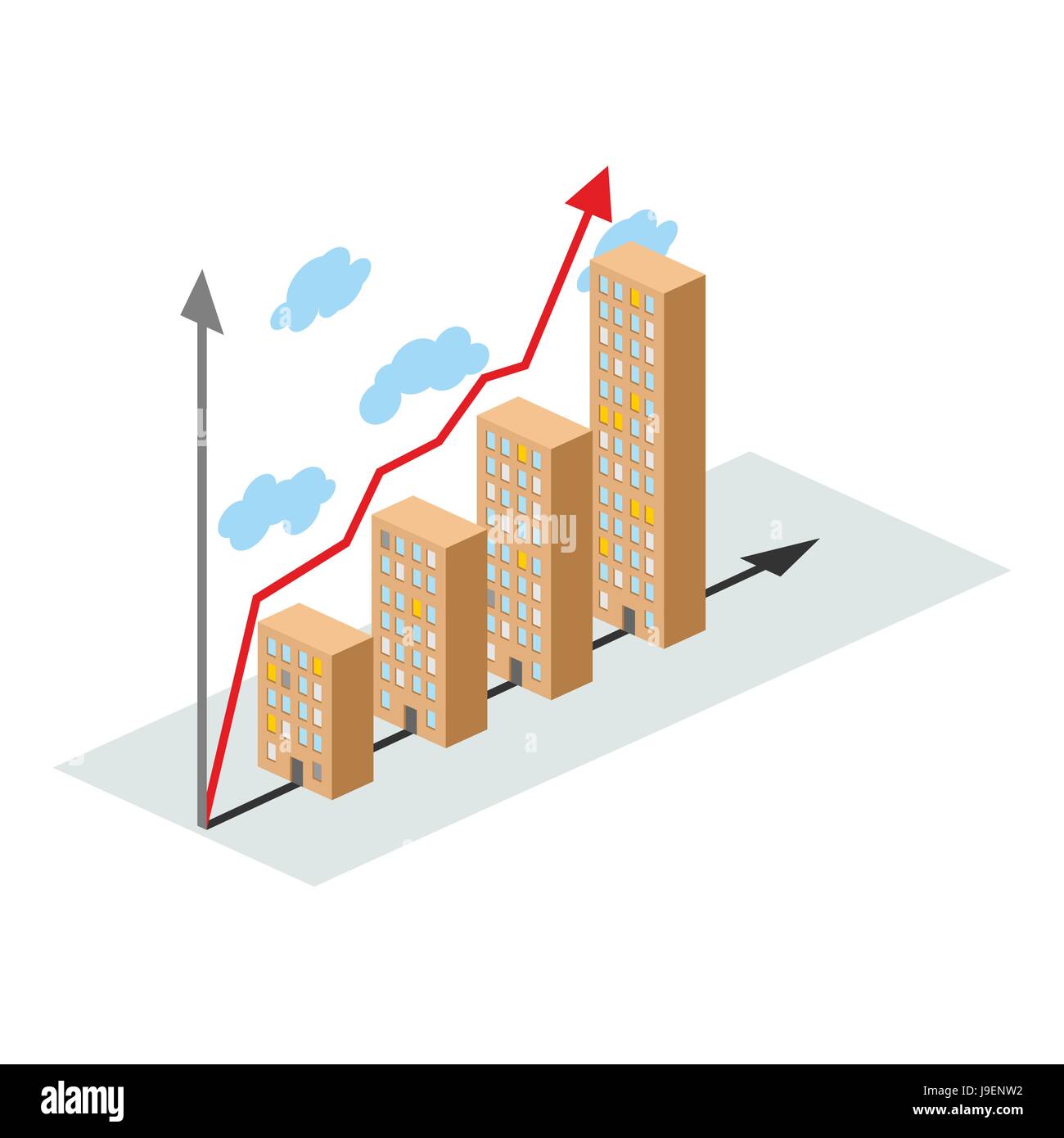Graphics construction growth. Buildings of city, and growth. Vector ...