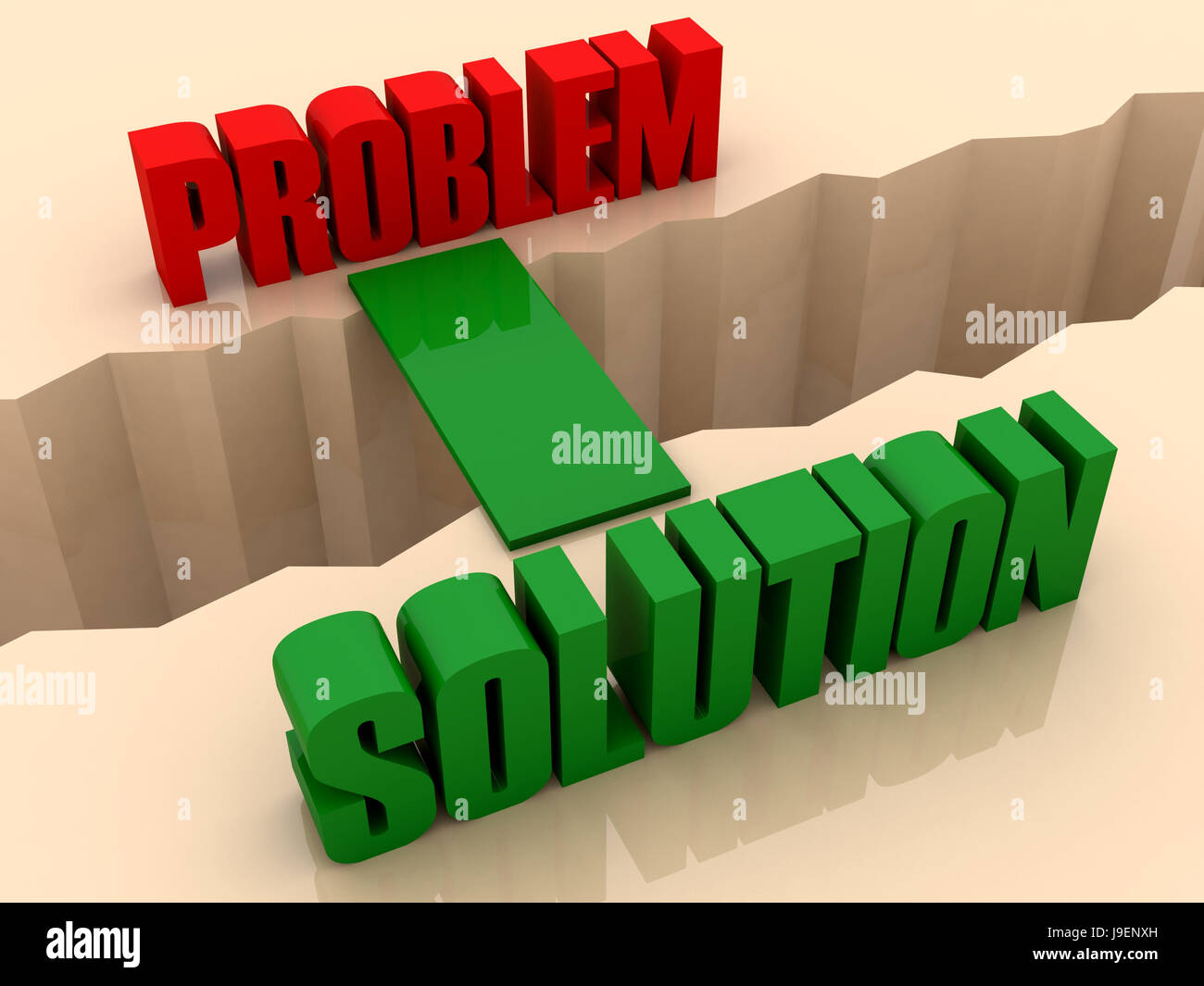 Two words PROBLEM and SOLUTION united by bridge through separation ...
