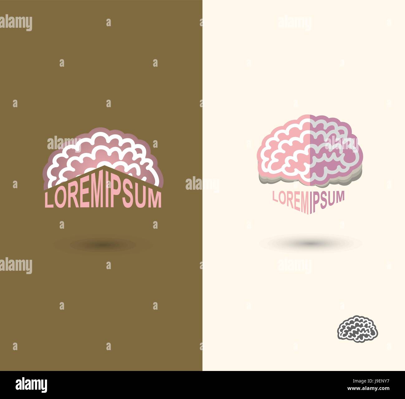 Brain flat style vector logo design template. Brainstorm concept ...