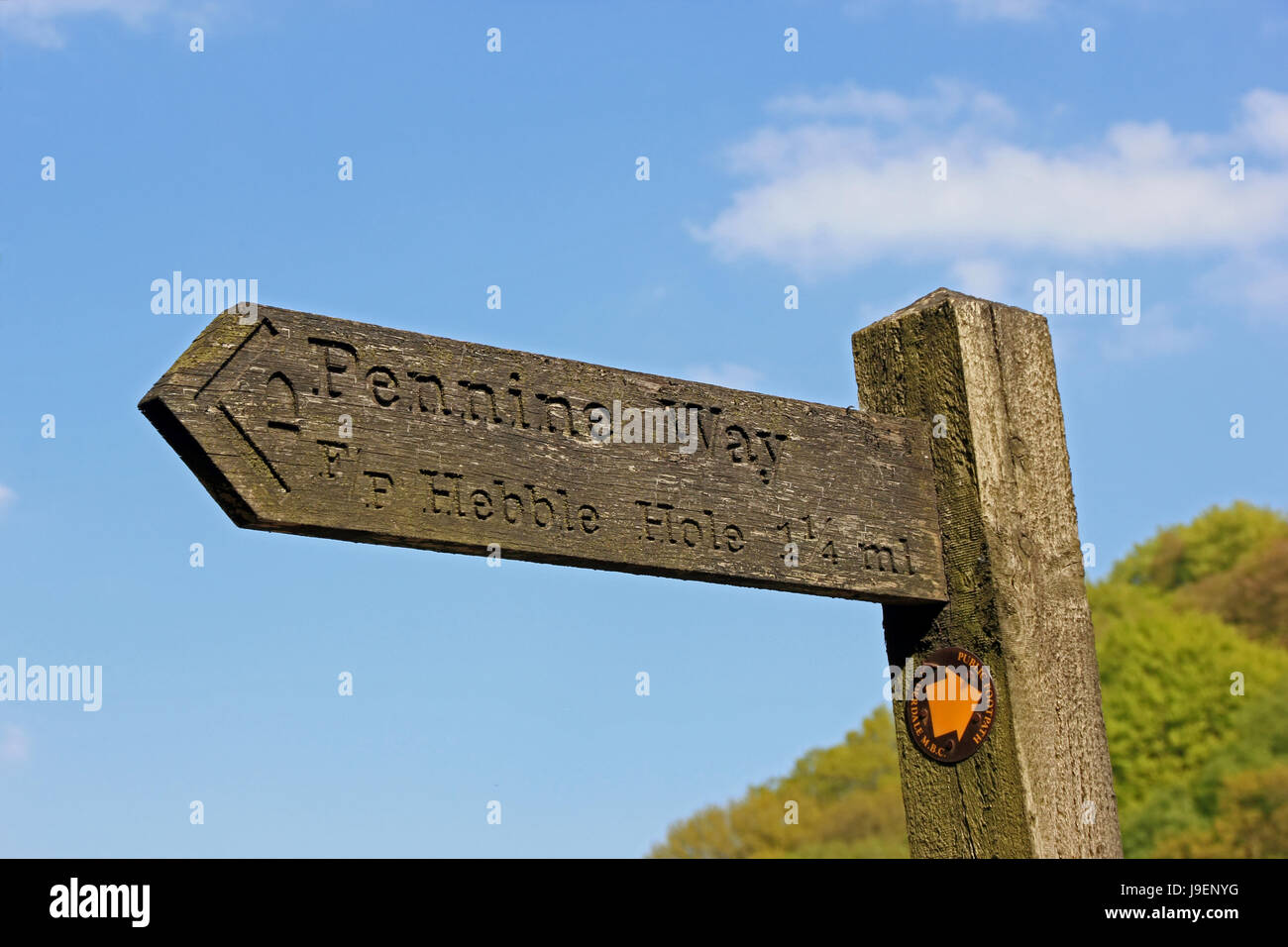 Pennine Way signpost on outskirts of Hebden Bridge Stock Photo - Alamy