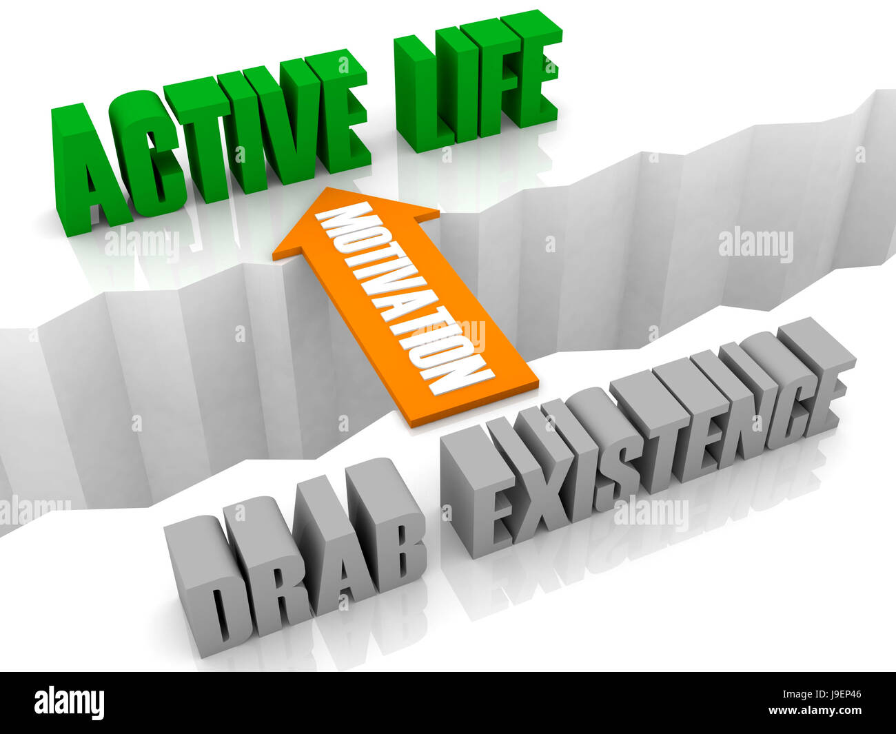 Motivation is the bridge from DRAB EXISTENCE to ACTIVE LIFE. Concept 3D ...