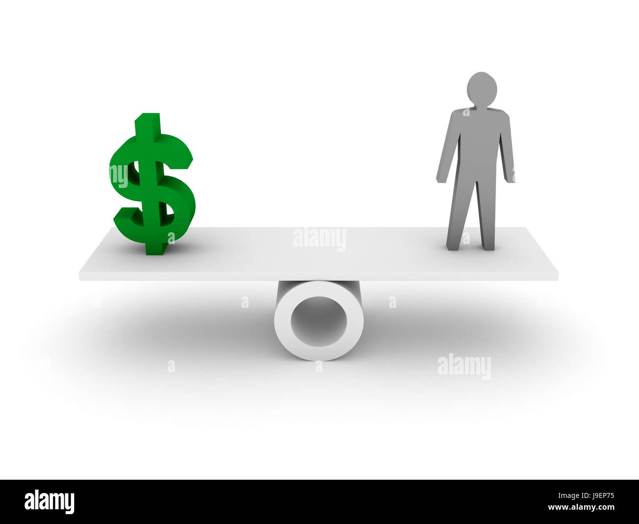 Money and Person balance. Concept 3D illustration Stock Photo - Alamy