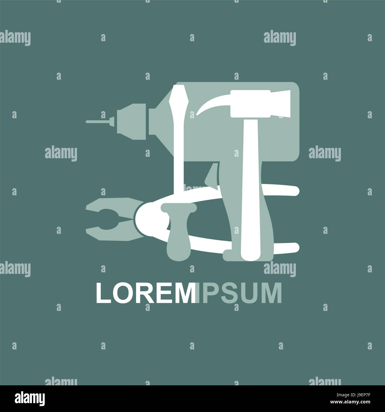 Logo of the tools. Carpentry tools to master. Pliers, screwdriver ...