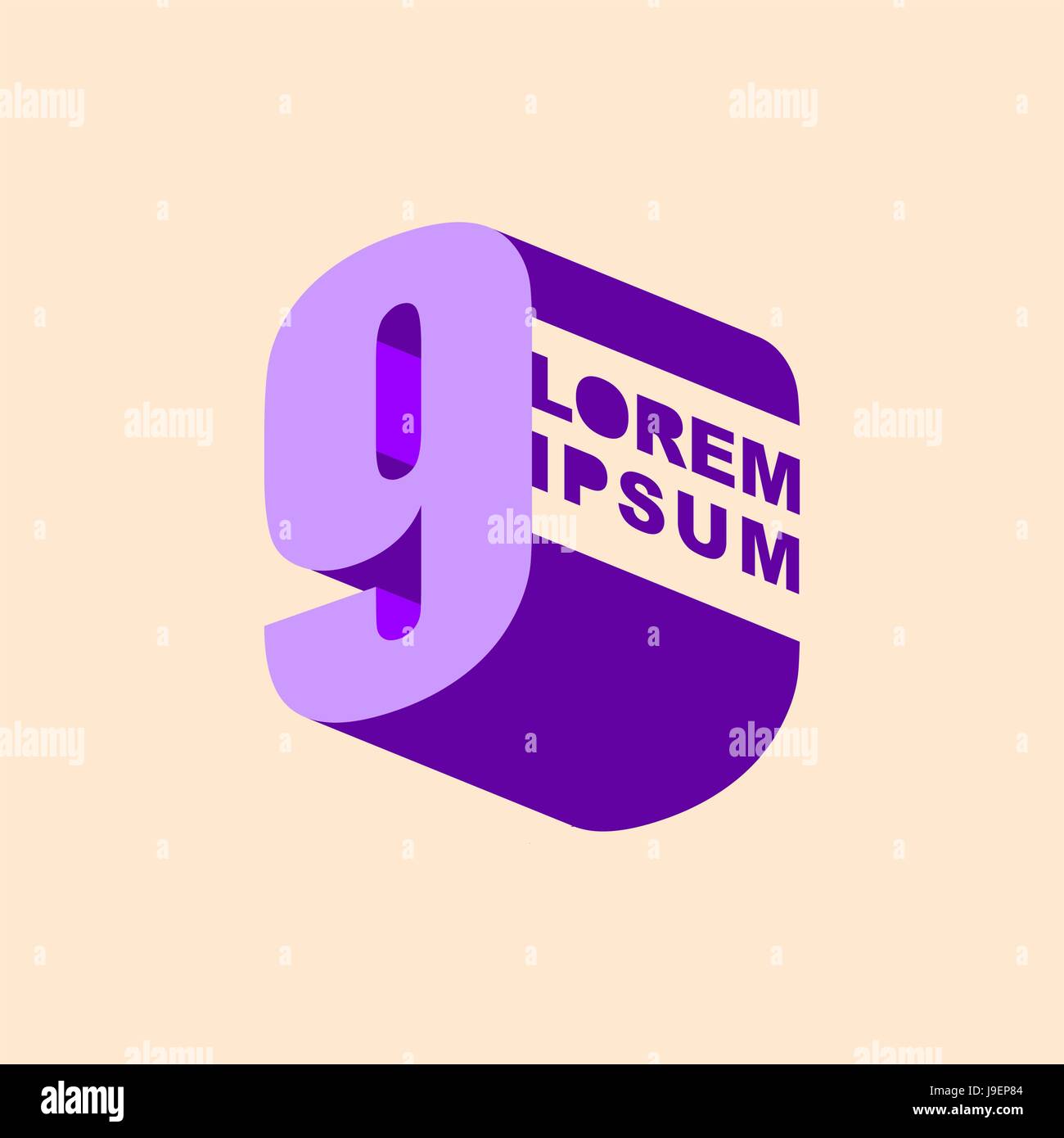 Number 9 3D logo, vector design template elements. Digit nine Stock ...