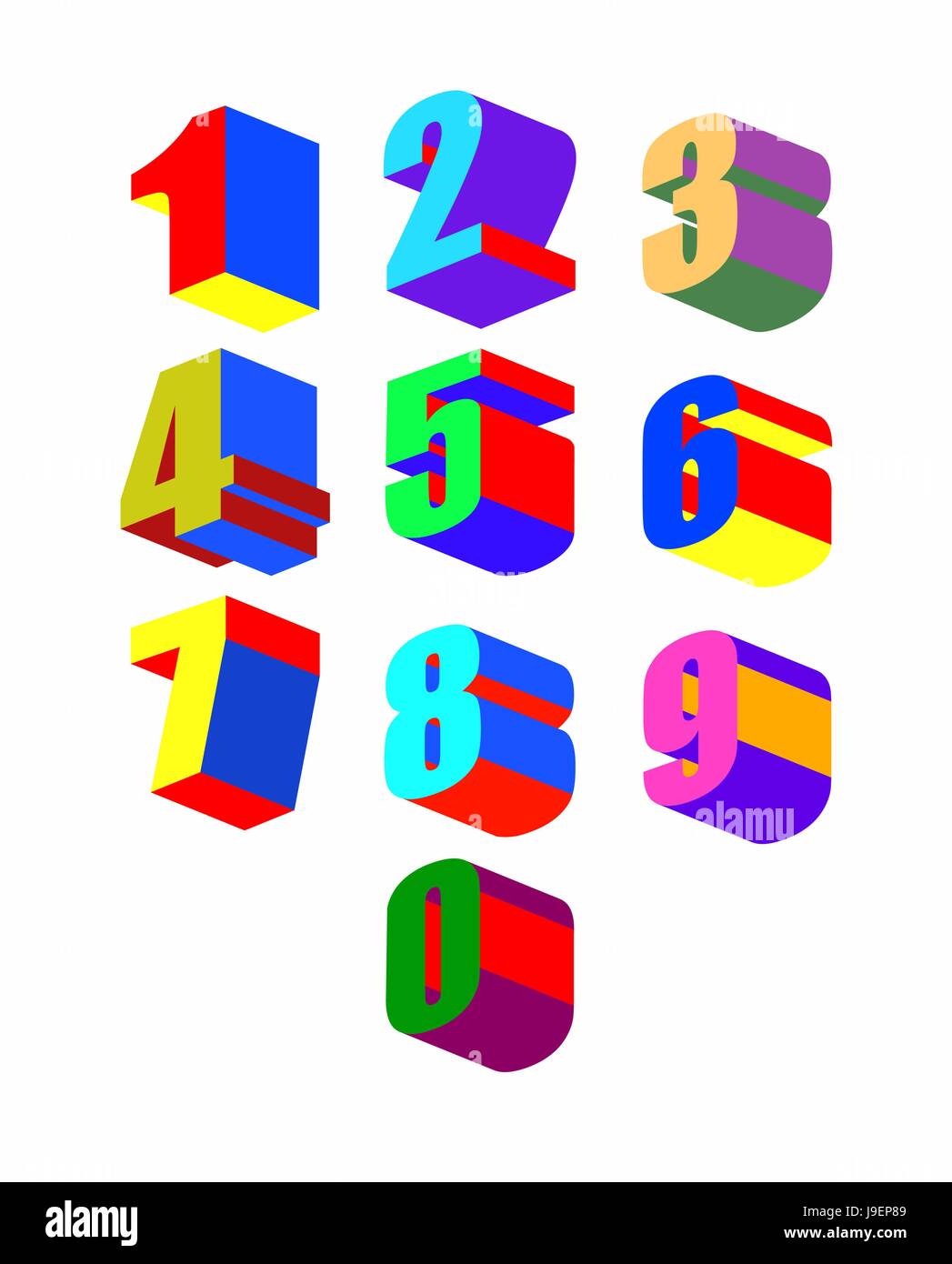 Set Crazy colorfu 3D numbers. Vector illustration Stock Vector Image ...