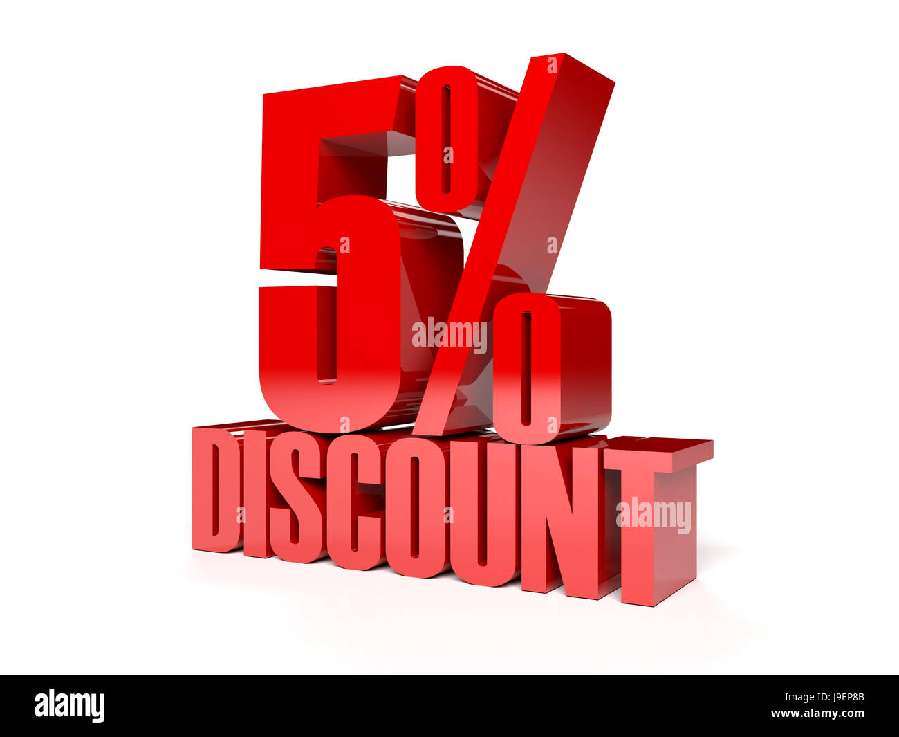 5 percent discount. Red shiny text. Concept 3D illustration Stock Photo ...