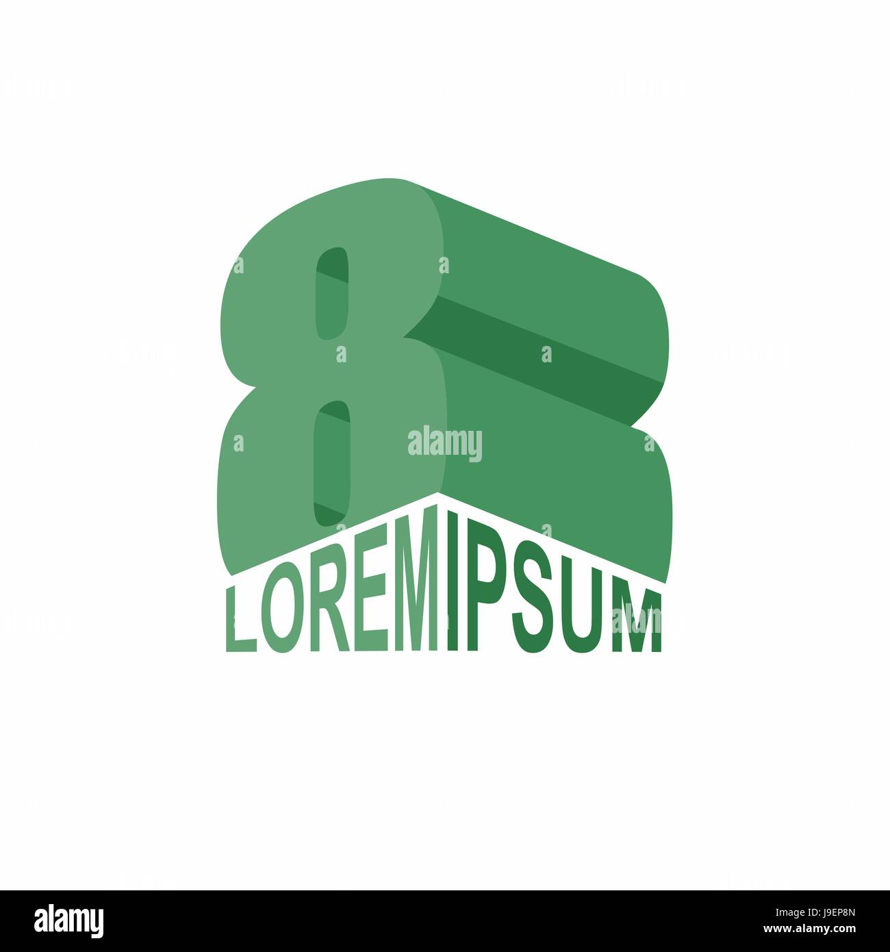 logo 8. Green number eight 3D. Vector design template elements Stock ...