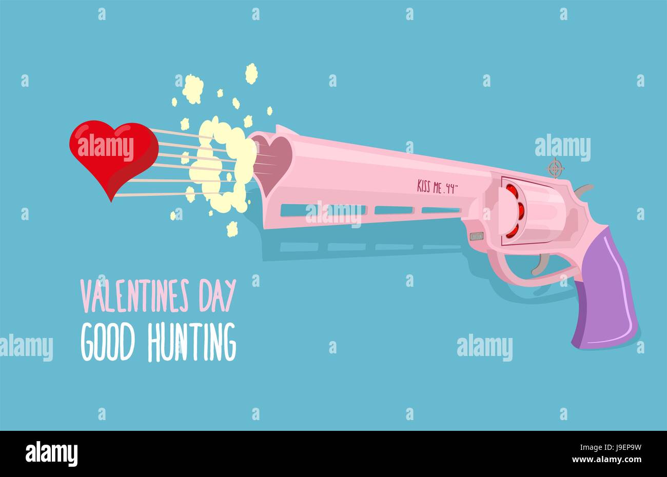 Love gun. Valentines day. Gun shoots at heart. Good hunting. Vector ...