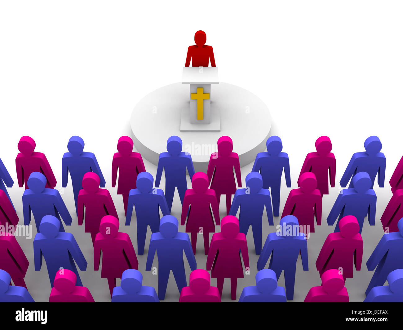 Sermon in church. Pastor, preacher. Concept 3D illustration Stock Photo ...