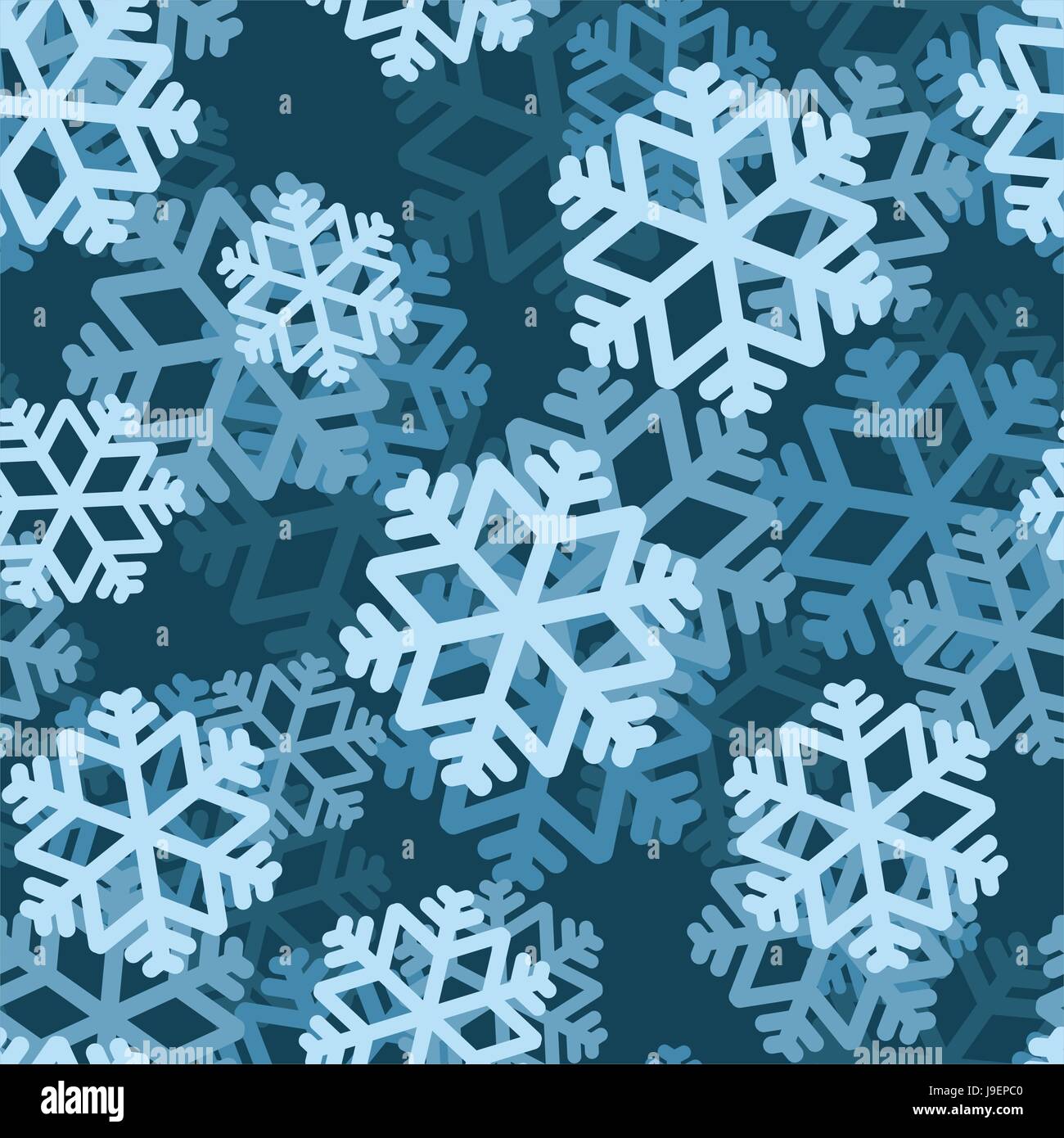 Snowflake seamless pattern. Volumetric snowfall from Blue Snowflake ...