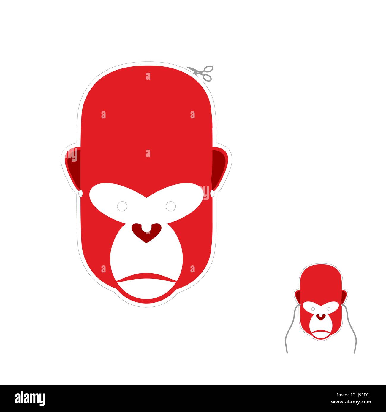 Red monkey mask for new year. Carnival mask to celebrate Christmas and ...