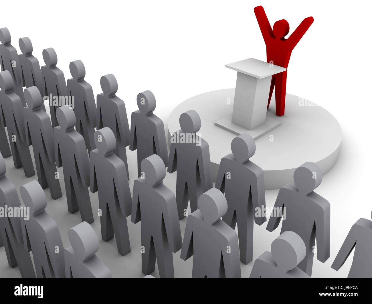 Leader speaking to crowd. Concept 3D illustration Stock Photo - Alamy
