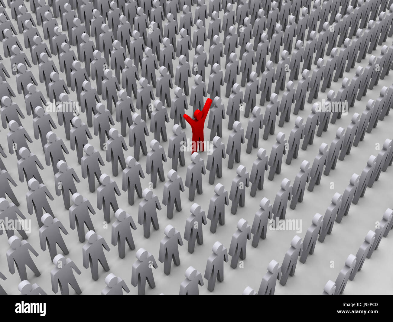 Unique person in crowd. Concept 3D illustration Stock Photo - Alamy