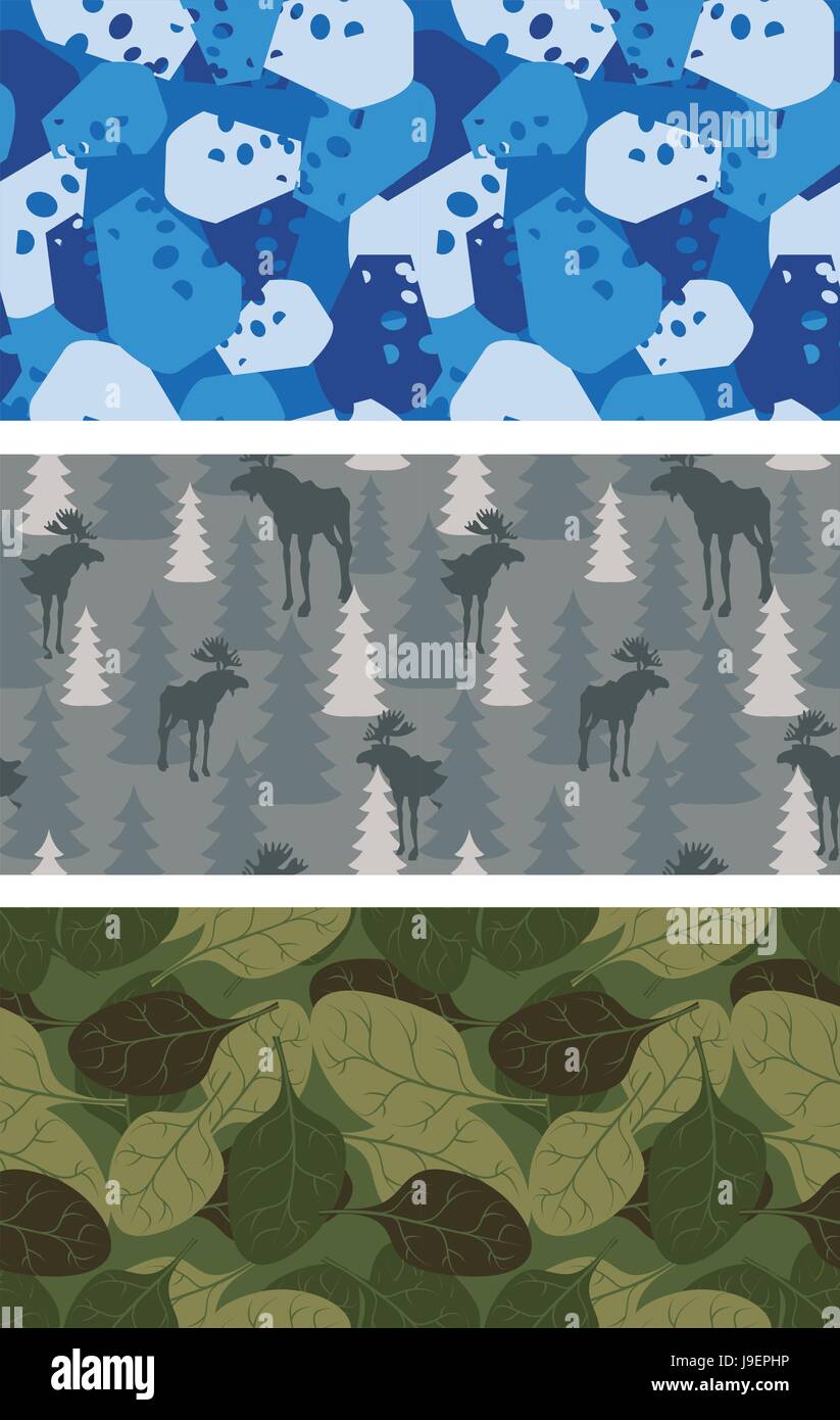 Military set of textures. Winter blue Camo made of cheese. Grey ...