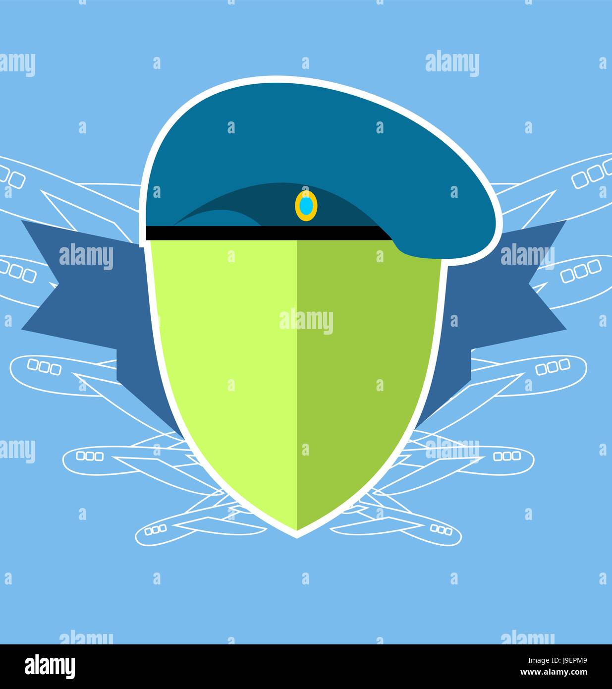 emblem military. Shield with the aircraft. Blue beret Stock Vector ...