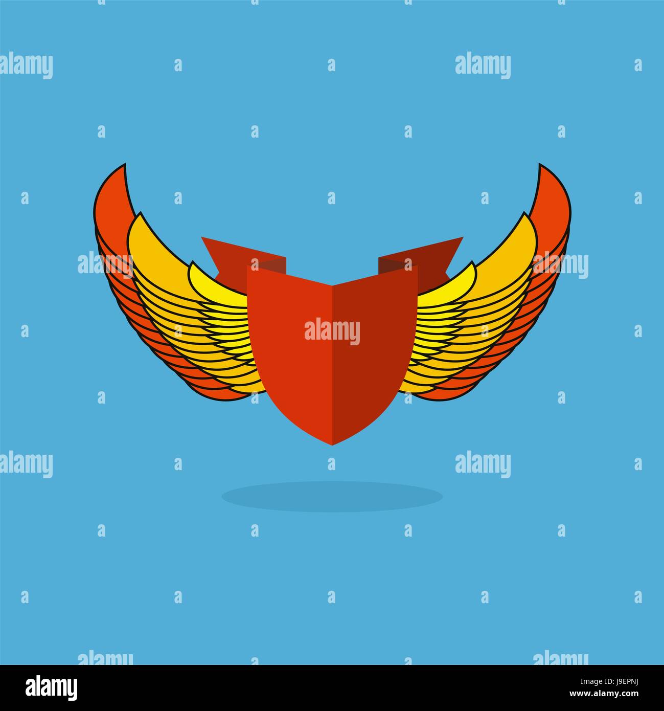 shield with wings and ribbon. heraldic shapes Stock Vector Image & Art ...