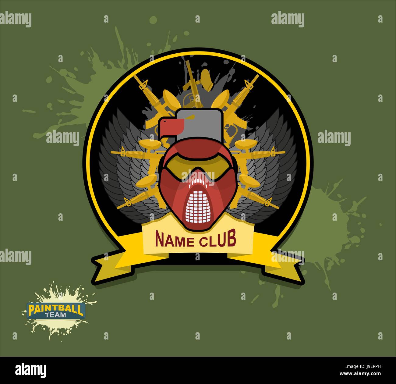 paintball logo. paintball guns. Evil paintball mask Stock Vector Image ...