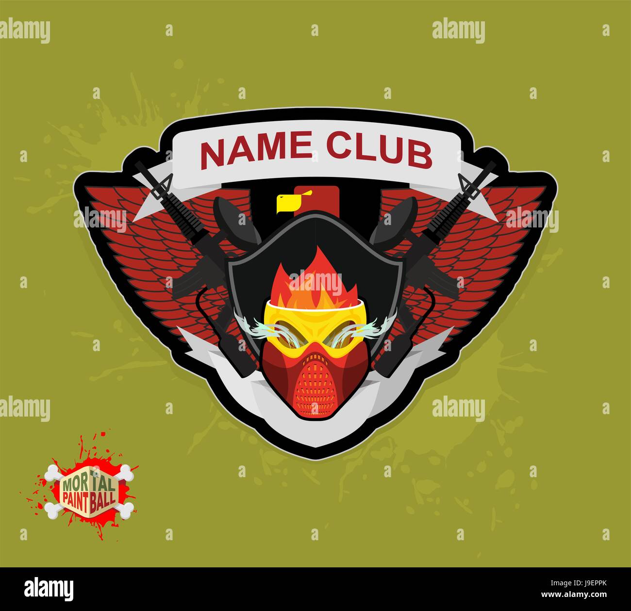 Logo paintball club. Mortal paintball. Guns and mask Stock Vector Image ...