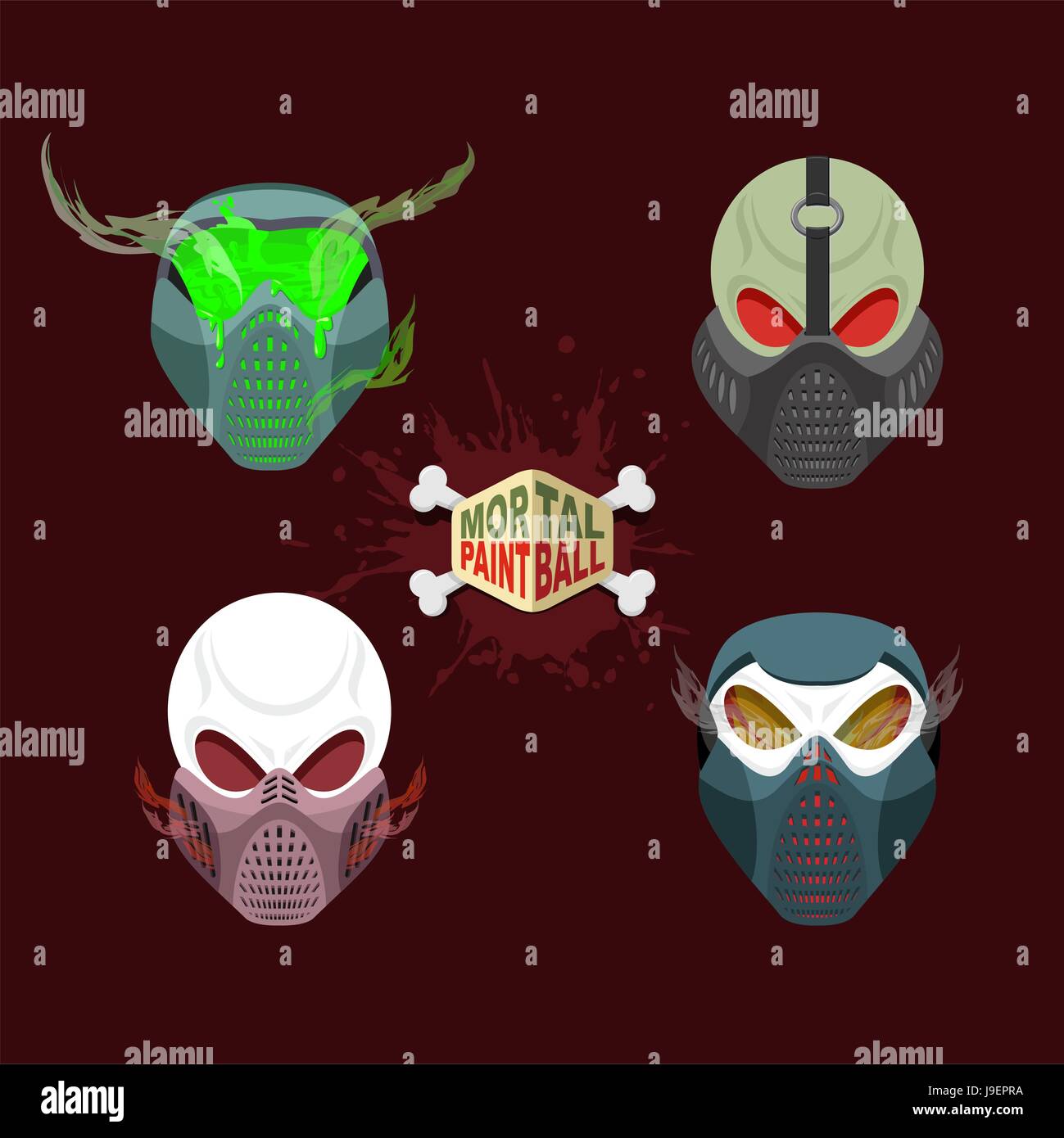 set paintball evil mask. skull Mortal paintball Stock Vector Image ...