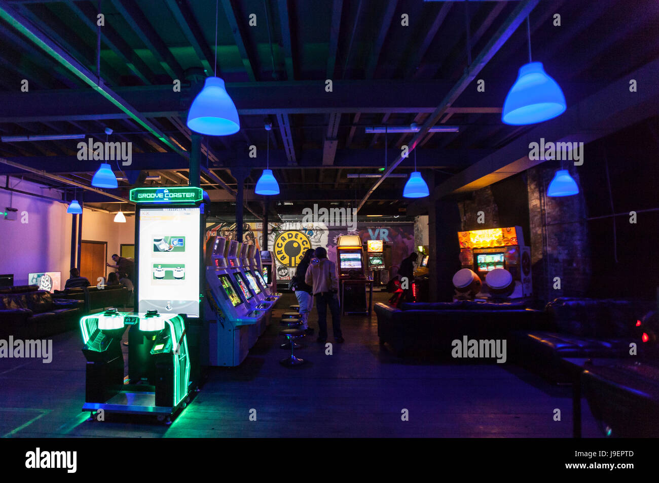 Various collection of arcades. Games being refurbished and fixed, retro ...