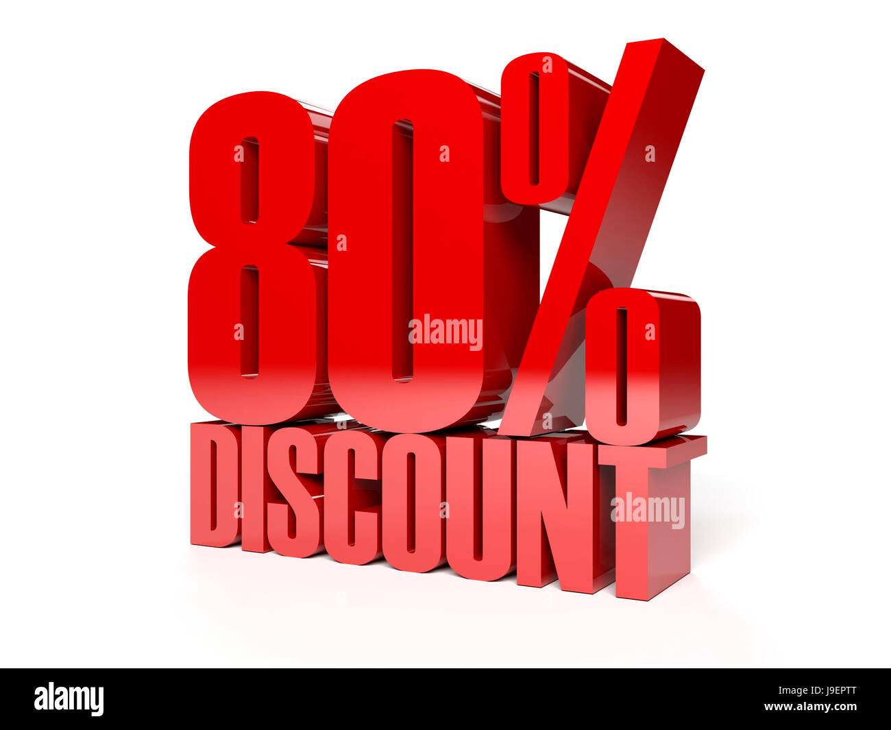 80 percent discount. Red shiny text. Concept 3D illustration Stock ...
